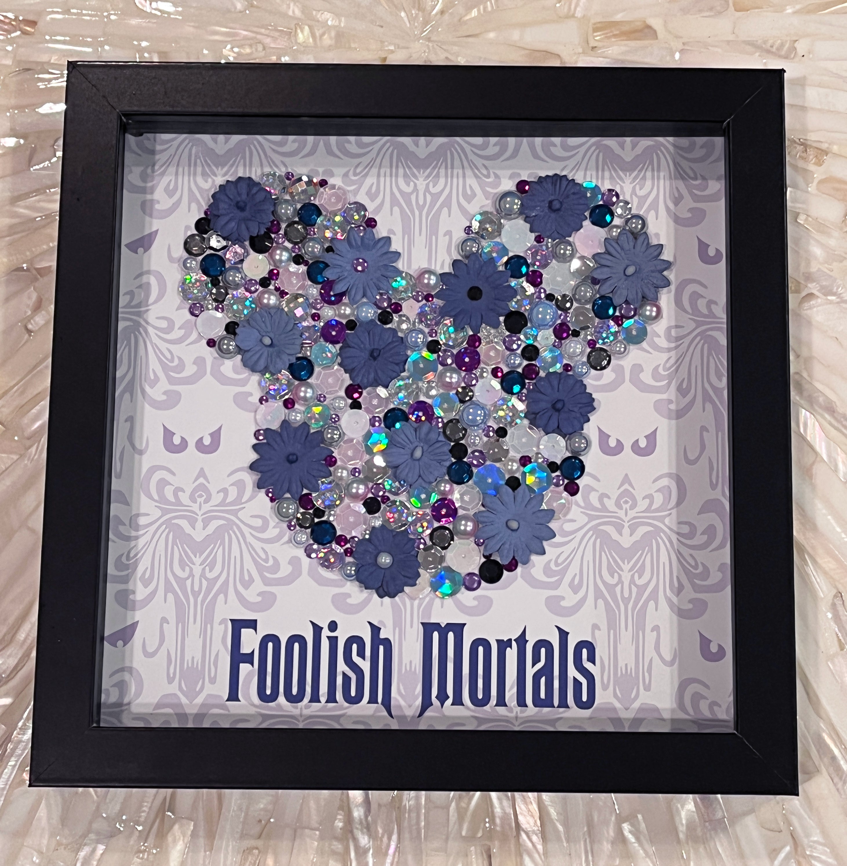Mickey Haunted Mansion Hand Embellished Shadow Box Art – Pink Tree ...