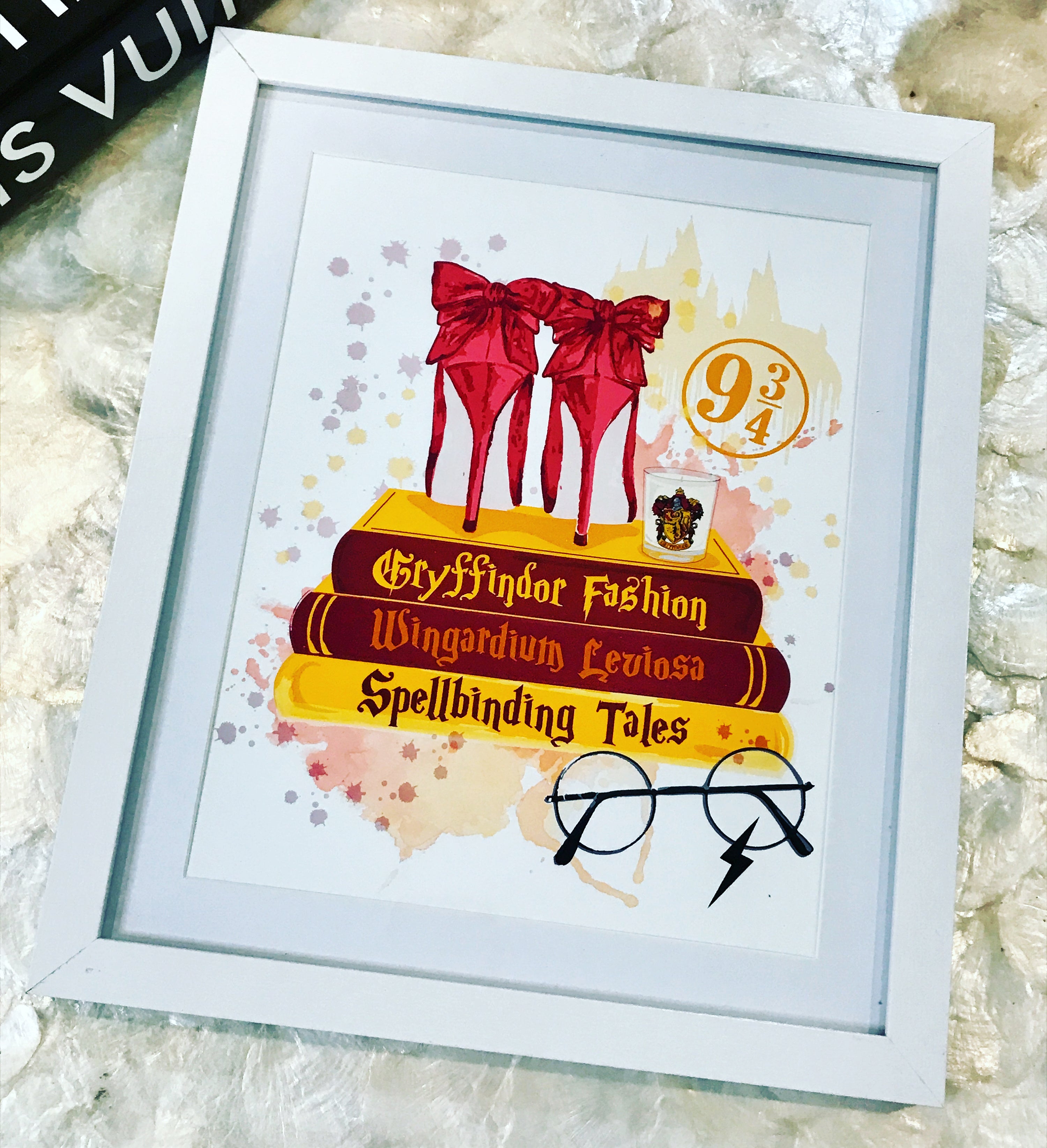 Gryffindor Fashion Book Stack Framed Art – Pink Tree Design Studio